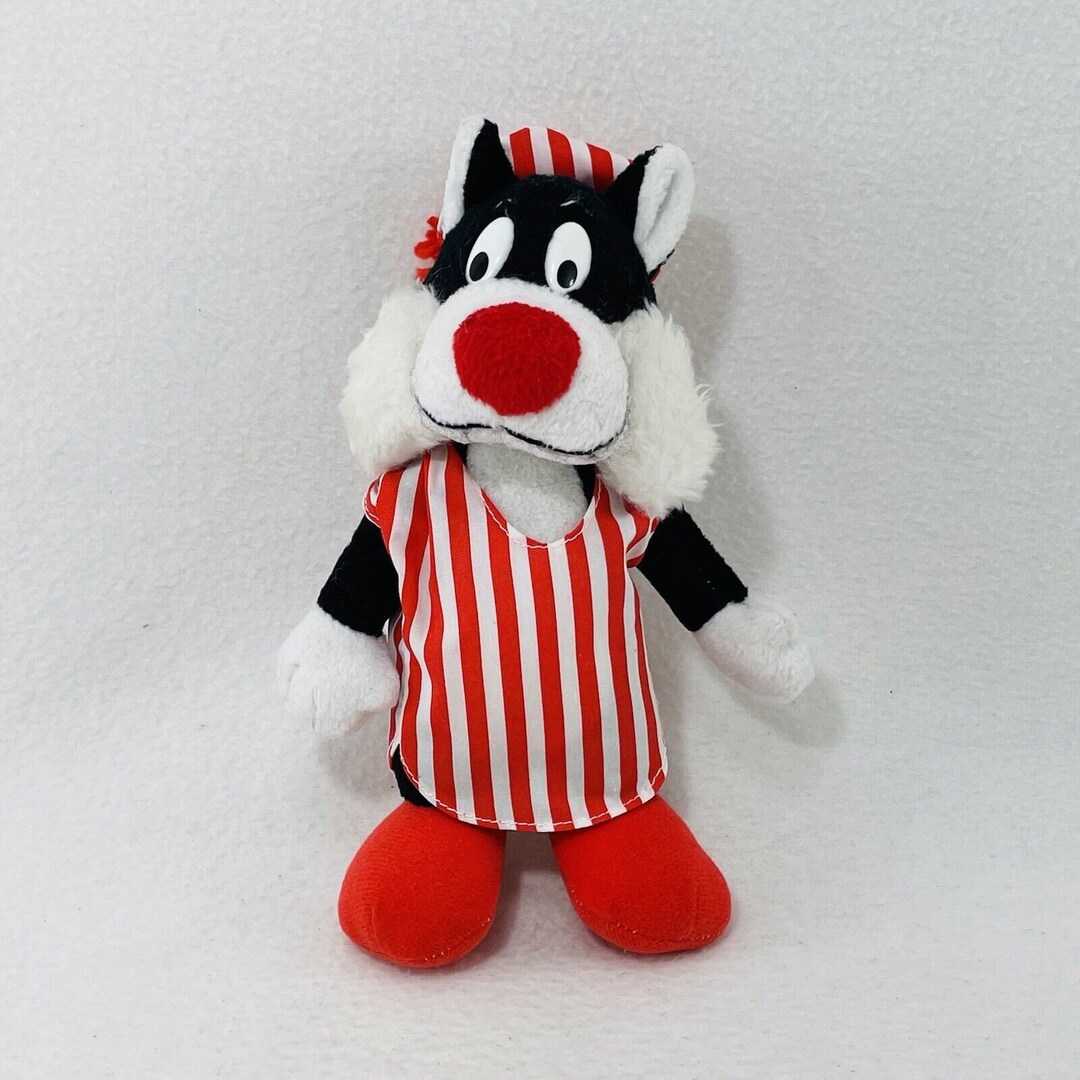 Vintage Warner Bros Sylvester Pussycat Cat Plush Christmas Ornament Toy ...