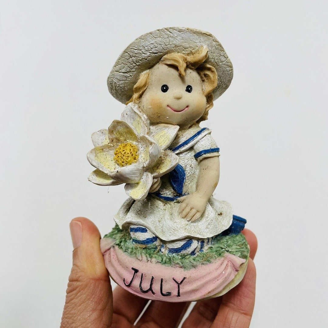 July Birthday Girl Figurine Water Lily Flower Month School Uniform ...