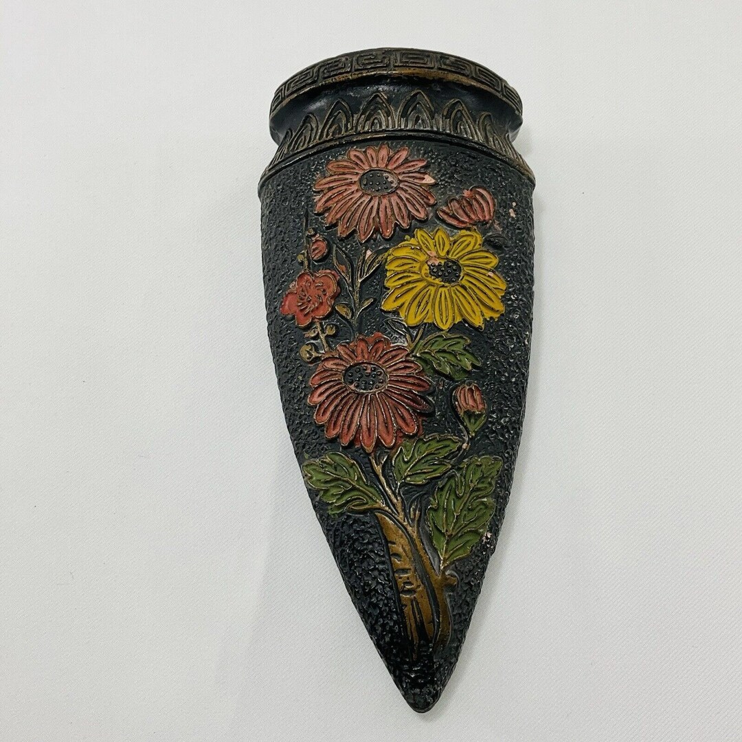 Vintage Tokanabe Japanese Vase 8 Flower Pottery Wall Pocket Hang Japan ...