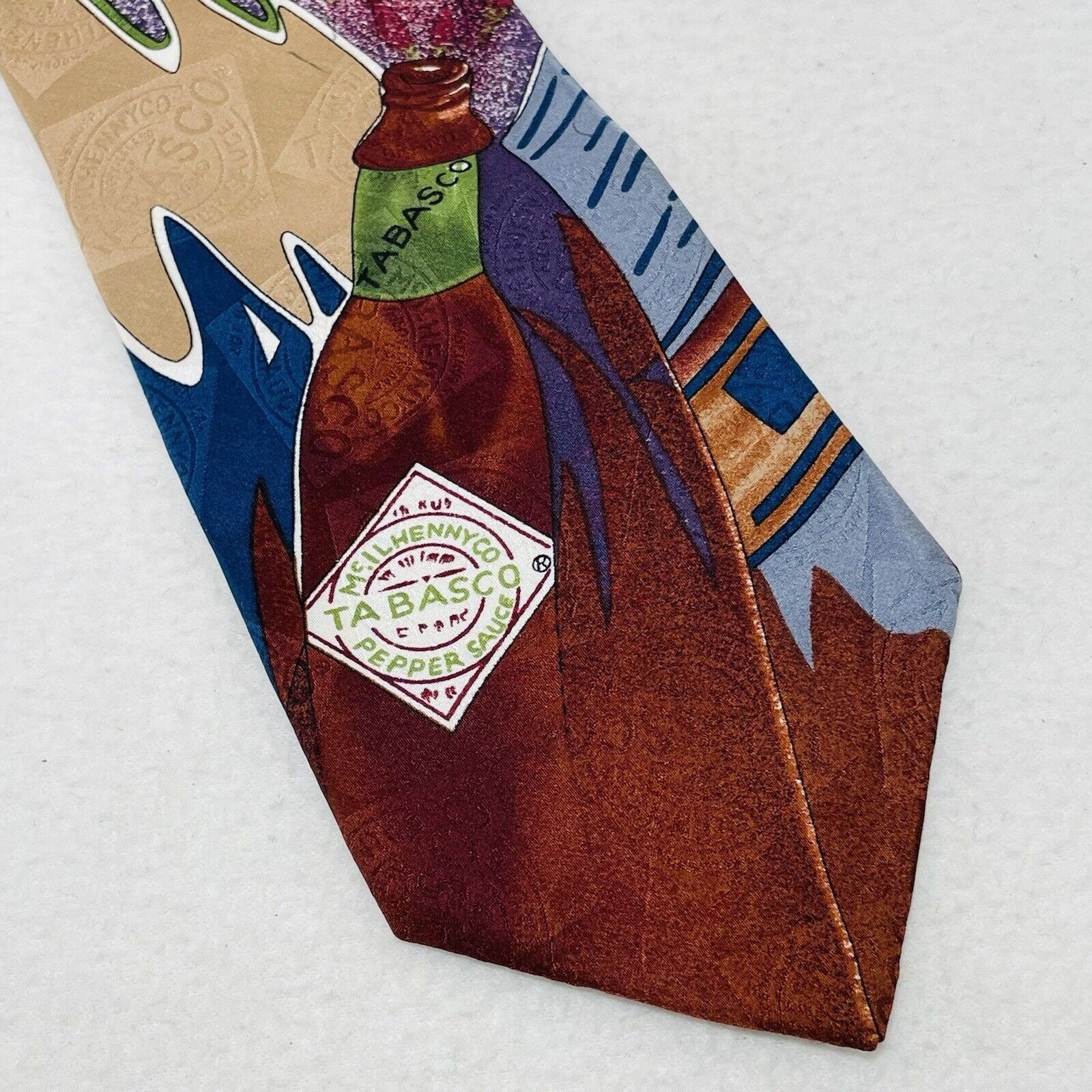 Vintage Tabasco ALIEN UFO Spaceman Sci-Fi Silk Neck Tie - munimoro.gob.pe