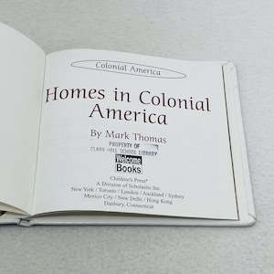 Homes Colonial America Mark Thomas Vintage Book Easy Read Kid Children ...