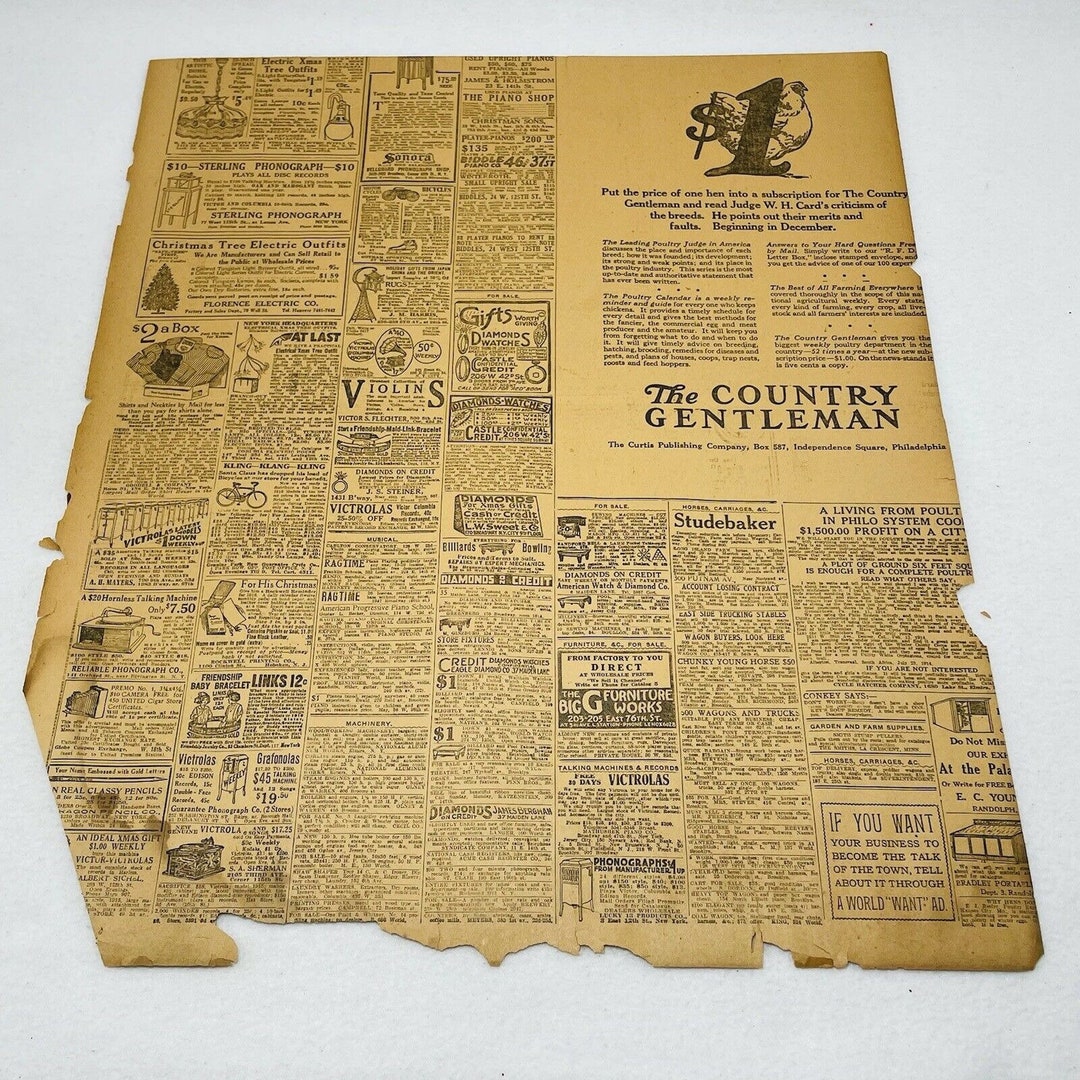 Rare Antique Paper News Newspapers Ads Advertising Business Merchant ...