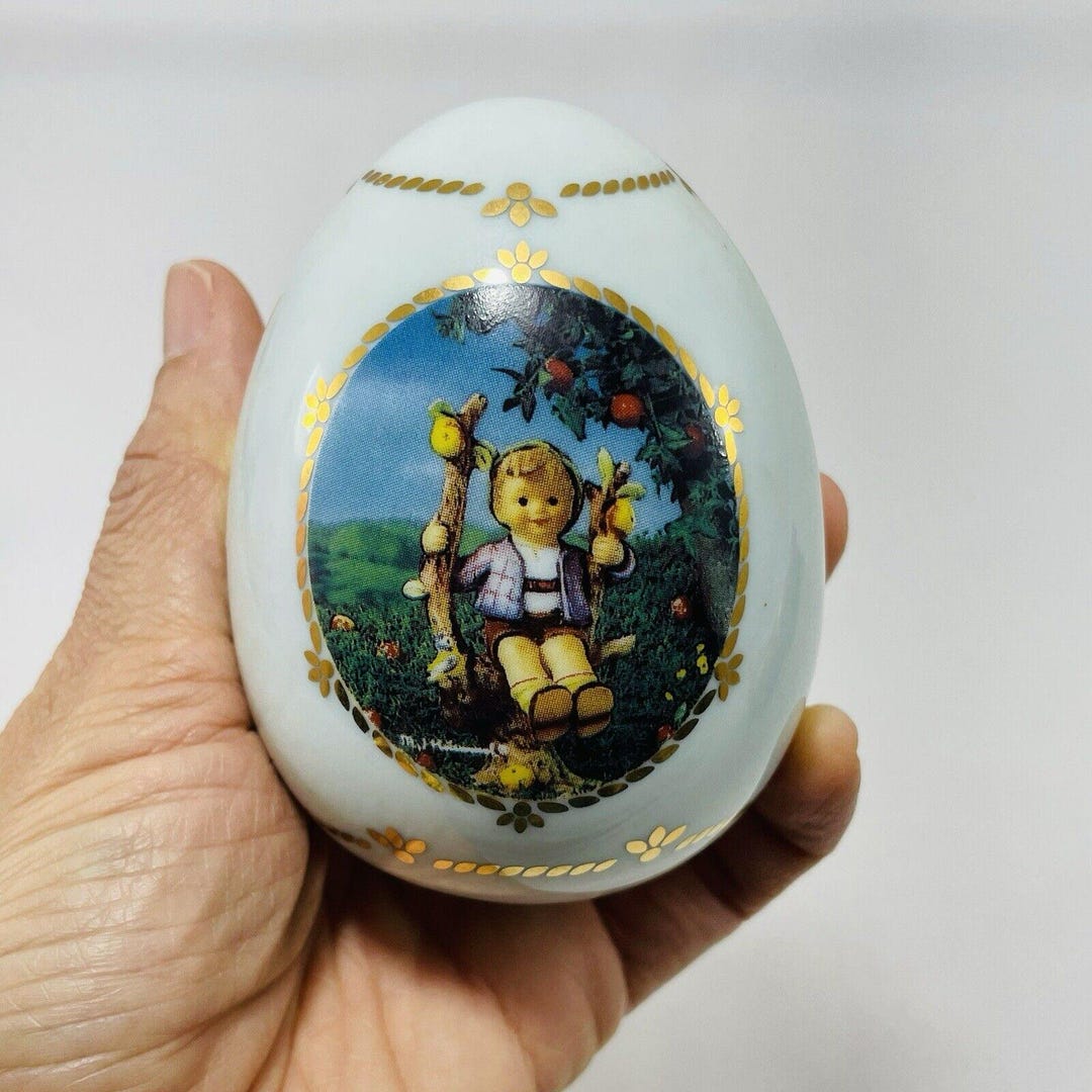 Vintage Danbury Mint Hummel Apple Tree Boy Kid Porcelain Egg 1993 ...