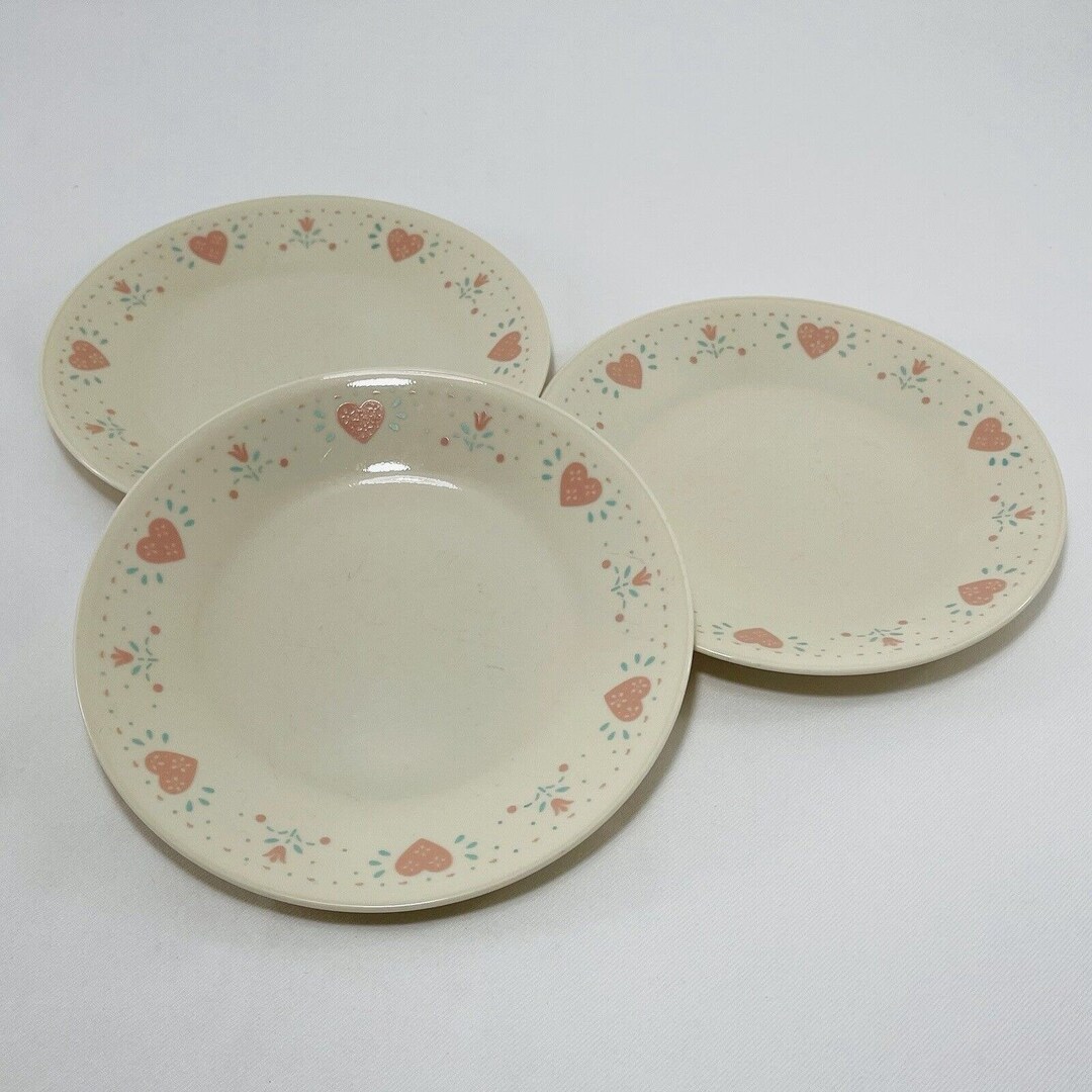 Corelle Corning Forever Yours Heart Plate 6.75” Set 3 Bread Butter ...