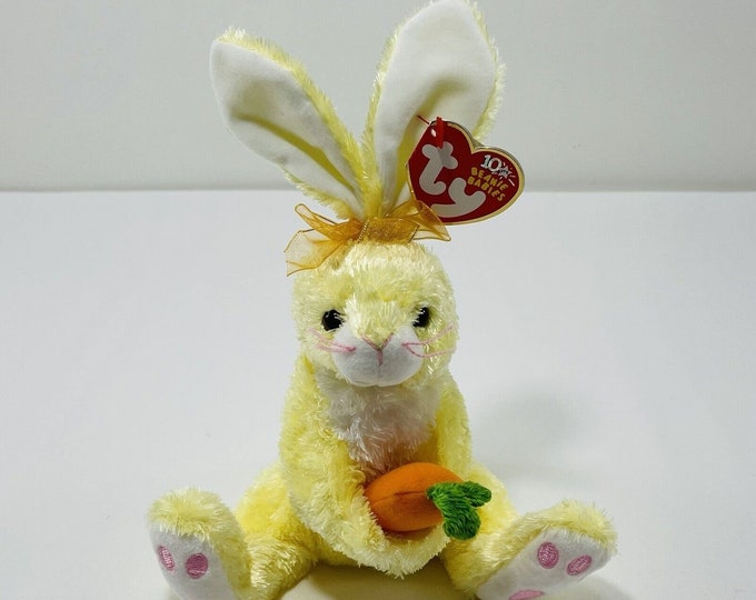 Vintage Ty Beanie Nibblies Easter Bunny Rabbit Plush Carrot Yellow ...