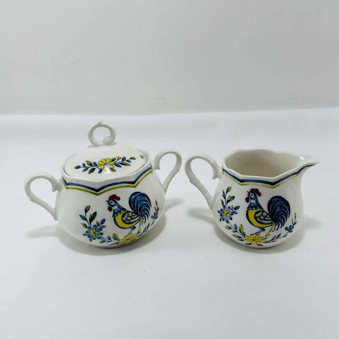 Nikko Japan Early Bird Rooster Chicken Sugar Bowl Creamer Set Easter ...