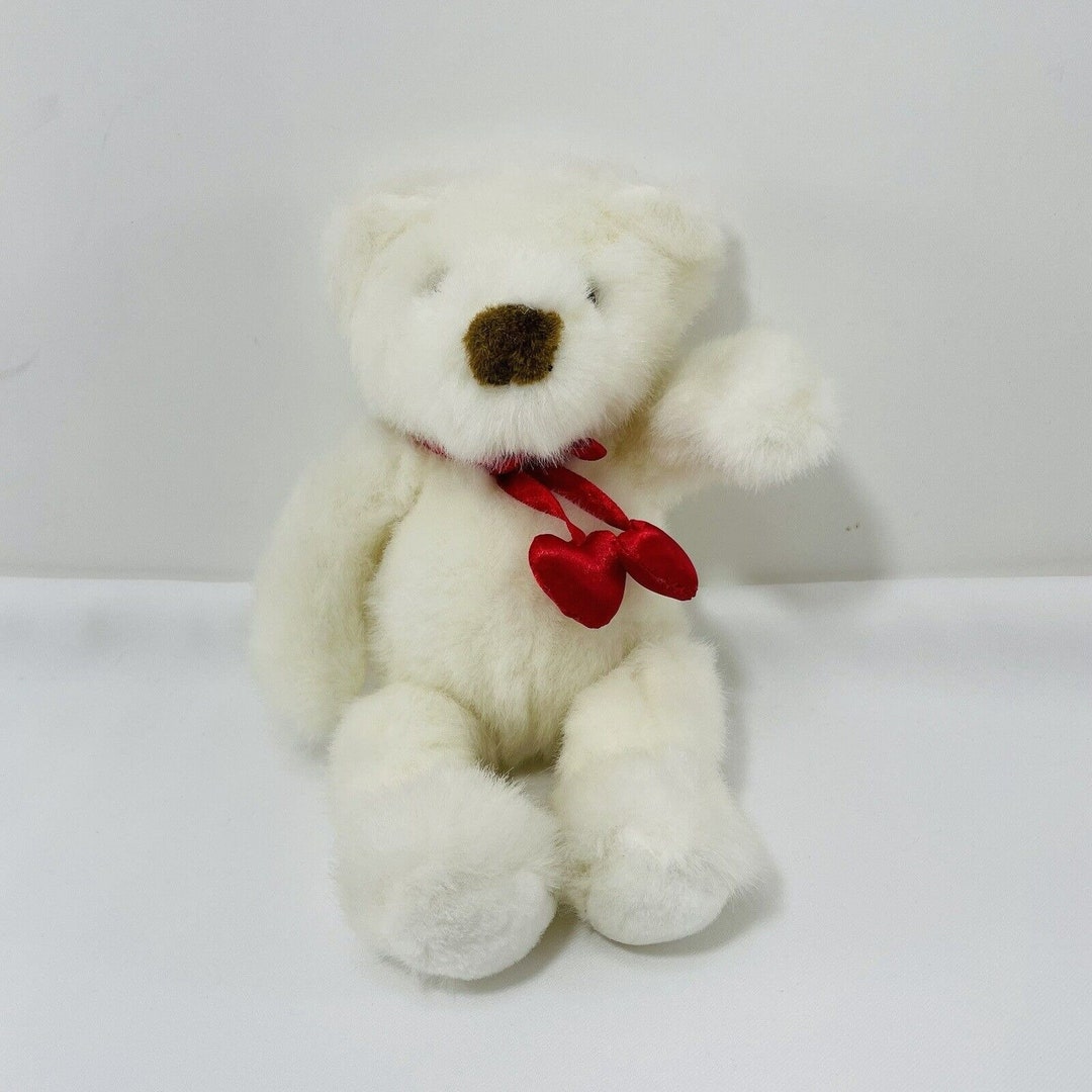 Russ Marshmallow Teddy Bear Plush Soft Toy White Red Heart Love ...