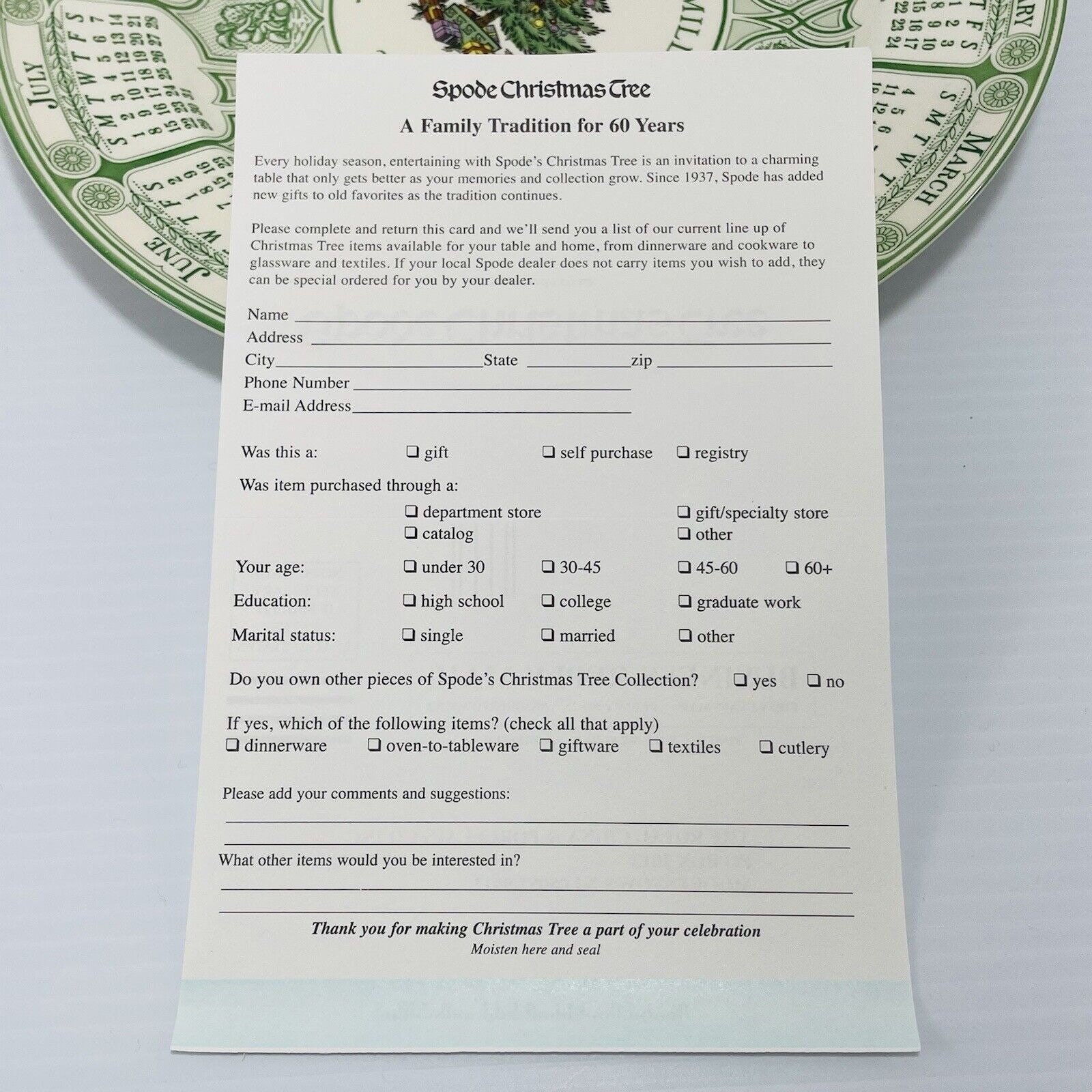 Rare Vintage Spode Christmas Tree Millennium 2001 Calendar Plate 10 ...