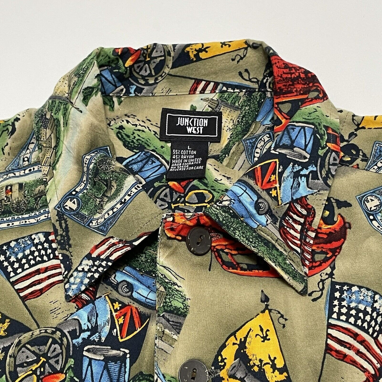 Vintage Junction West Hawaiian Button Shirt Men Size L Us Parcel Post ...