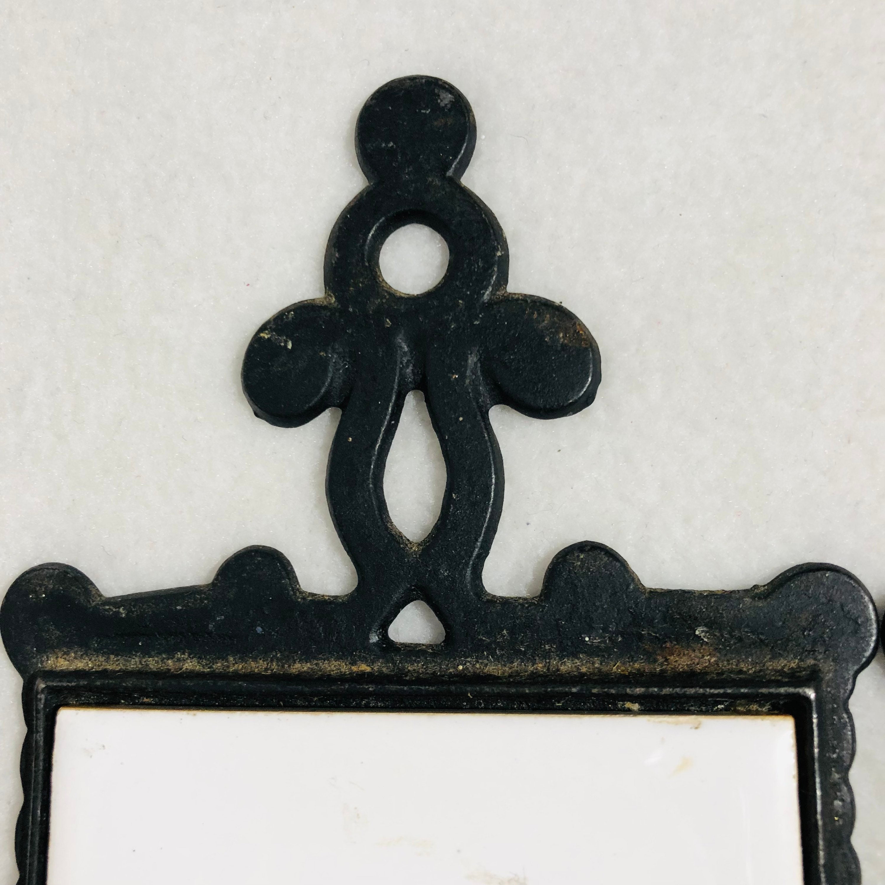 Cast Iron Trivet Set Ceramic Tile Wall Art Deco Antique - Etsy