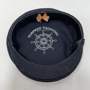 Vintage Torpedo Yachting Sailors Cap Flat Hat Black Sailing Boat ...