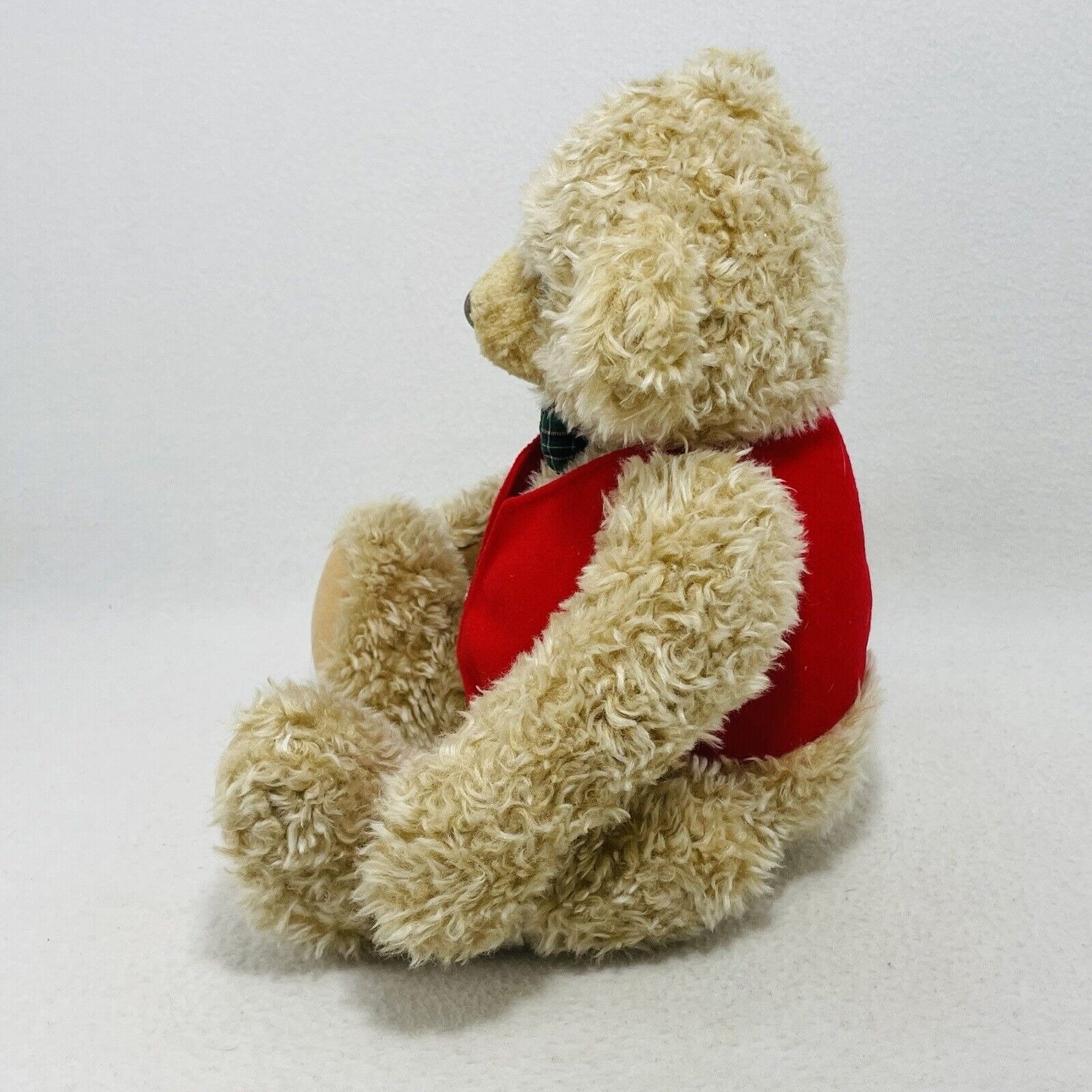 Vintage Hallmark Bear Plush 12” Brown Men Boy Red Vest Jacket Green ...