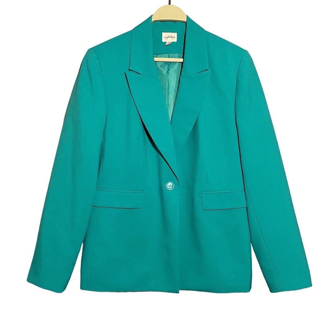 Cj Phillips Women Suit Business Jacket Formal Size 16 Teal Green Loud ...