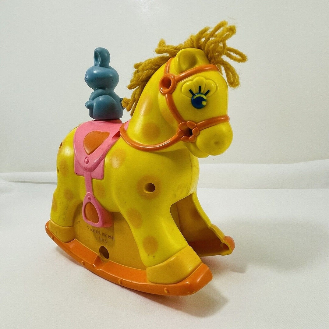 Vintage Mattel Rocking Horse Bunny Musical Toy Windup Pony Music ...