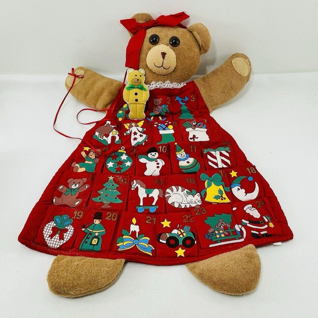 Vintage Christmas Advent Calendar Bear Countdown Quilt Wall Door ...