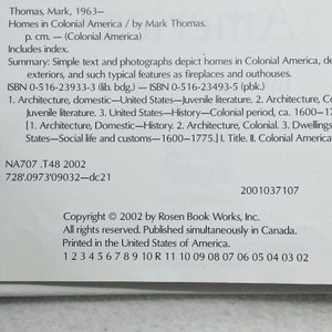 Homes Colonial America Mark Thomas Vintage Book Easy Read Kid Children ...