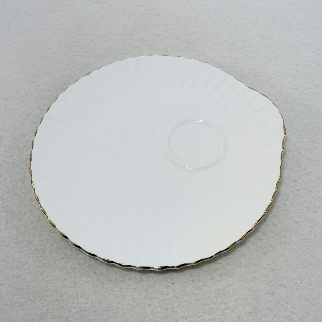 Vintage Crown Staffordshire Scallop Plate Dish Snack Saucer Cup Holder ...