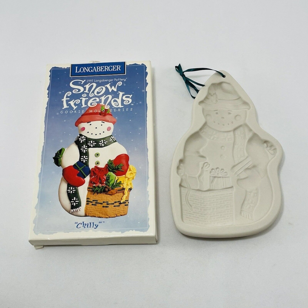 Longaberger Pottery Cookie Mold Snowman Chilly Christmas Snow Friends ...