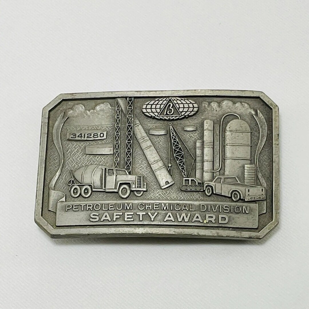 Pewter Heritage Petroleum Chemical Safety Award Belt Buckle Company ...