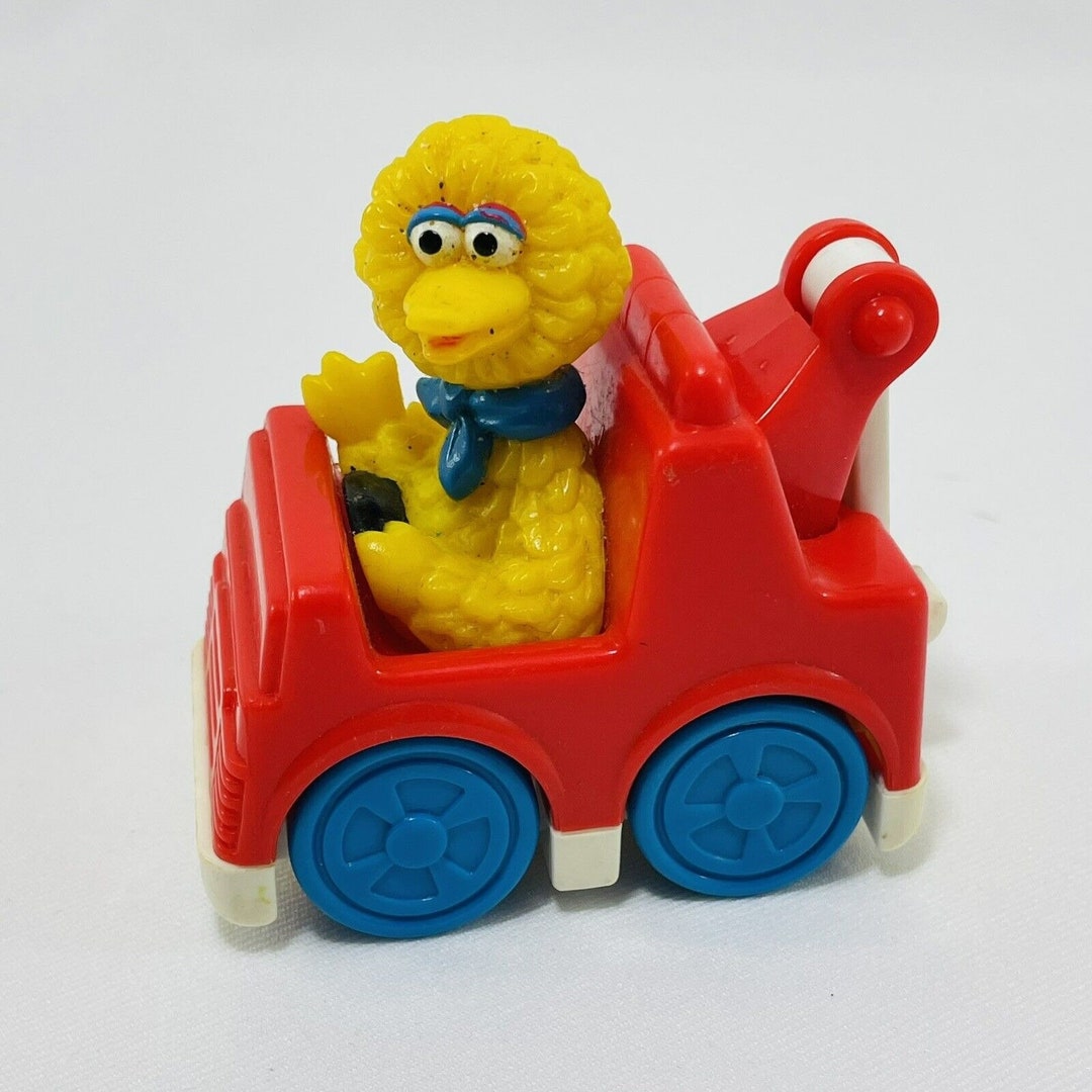 Vintage Tyco Henson Sesame Street Big Bird Yellow Tow Truck Red Car Toy ...