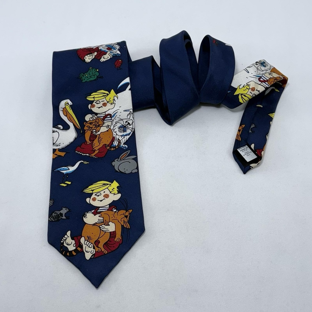 Vintage Wembley Dennis Menace Mitchell Tie Silk Necktie Boy Cat Cartoon ...