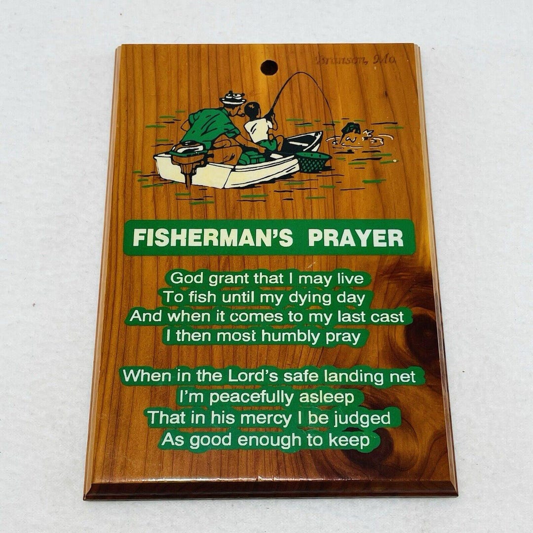 Fisherman Prayer Wooden Plaque Father Son Fishing Wall Hanging Branson ...