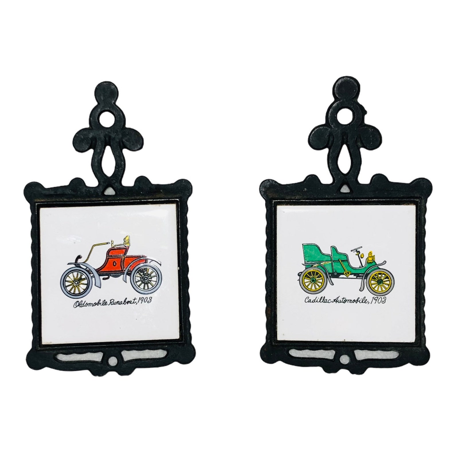 Cast Iron Trivet Set Ceramic Tile Wall Art Deco Antique - Etsy