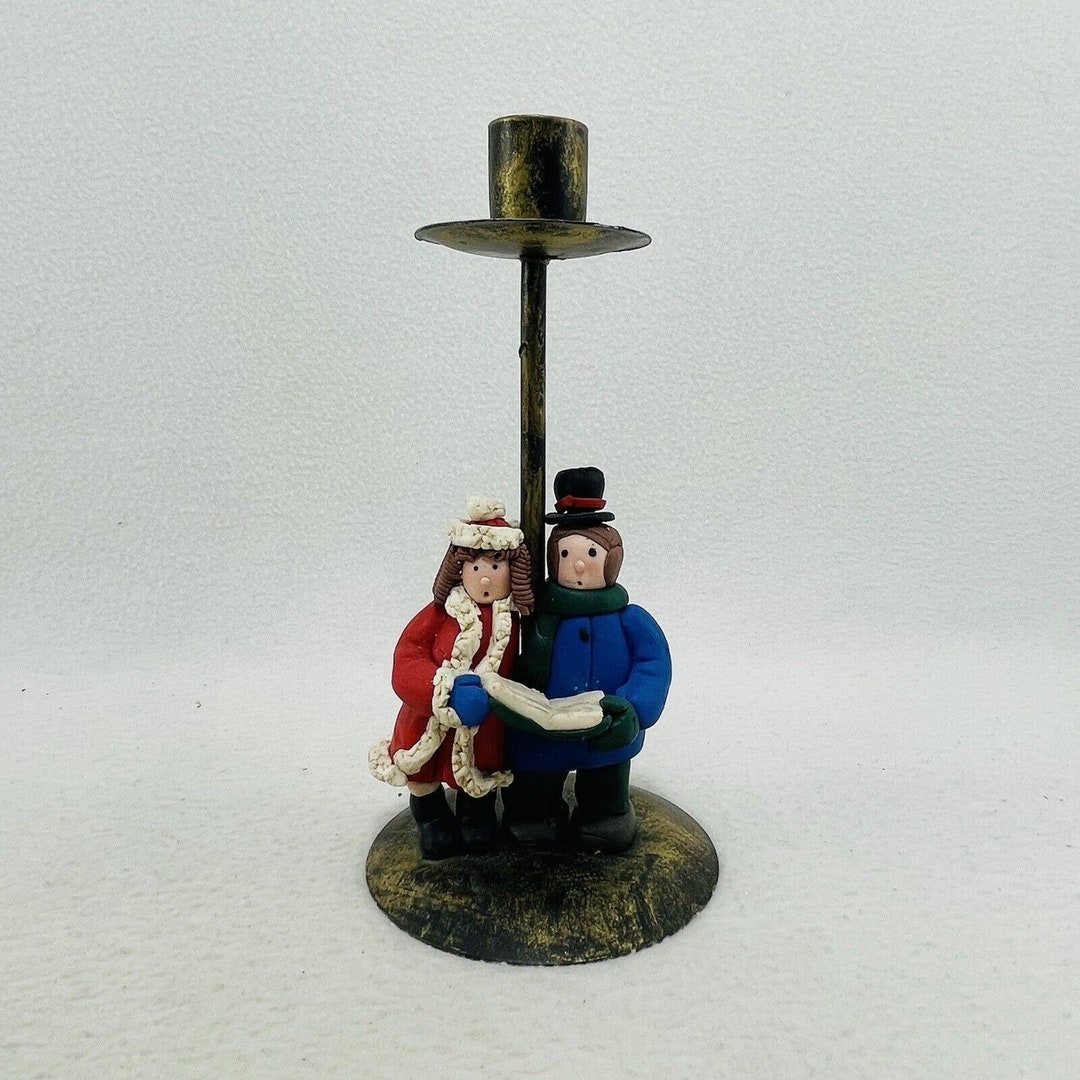 Christmas Carol Candlestick Taper Candle Holder Clay Singer - Etsy