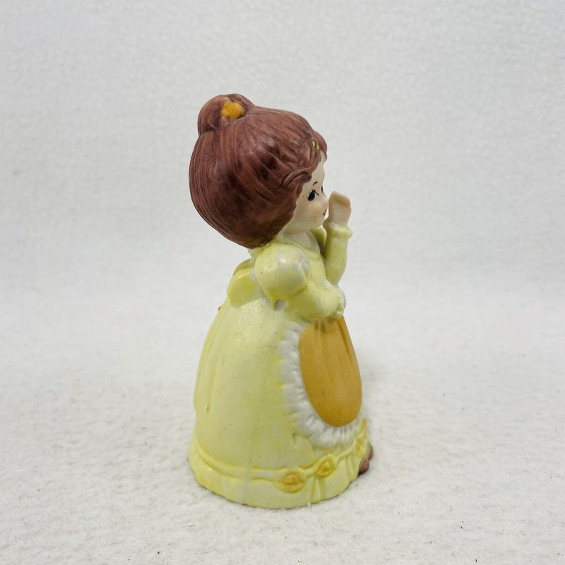 Vintage Jasco Bell Figurine Porcelain 4” Woman Country Western Yellow ...