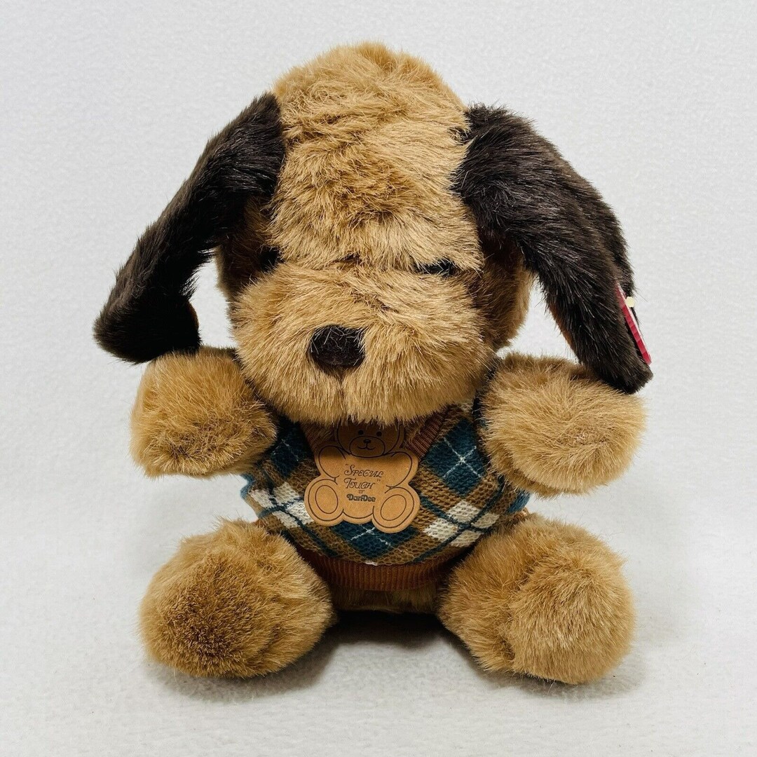 Vintage Dan Dee Special Touch Dog Puppy Plush Toy Plaid Sweater Winter ...