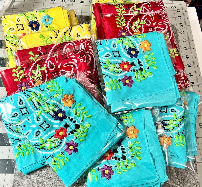 Embroidered Royal Blue Bandana for Necktie Head Kerchief Tote Accessory ...