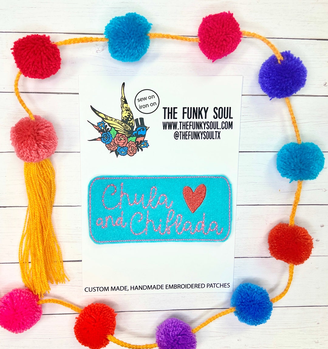 Embroidered Chula and Chiflada Patch, Mexican Accessory, Bag Patch ...