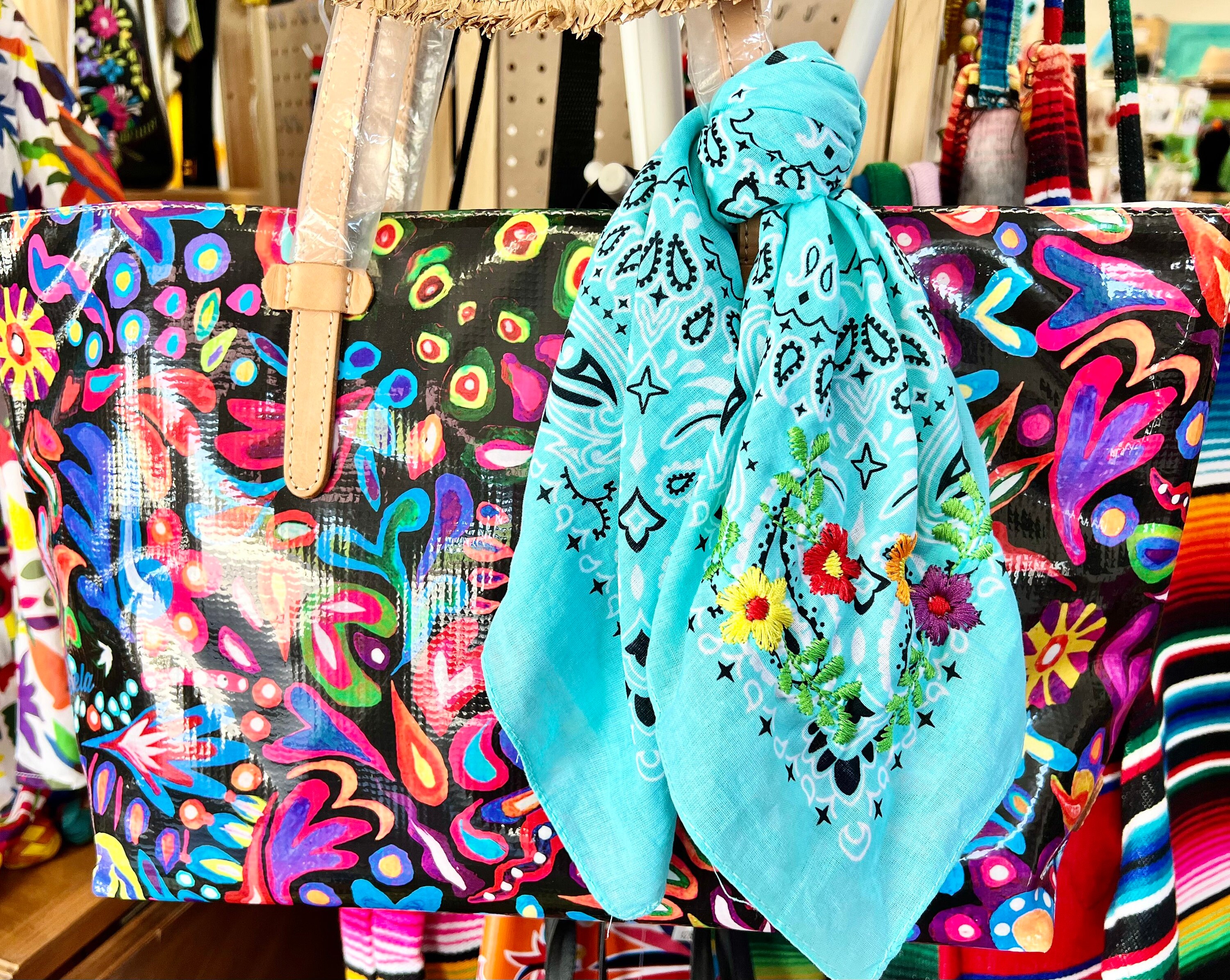 Embroidered Evil Eye Bandana, Ojo Bandana, Head Bandana, Neck Bandana ...