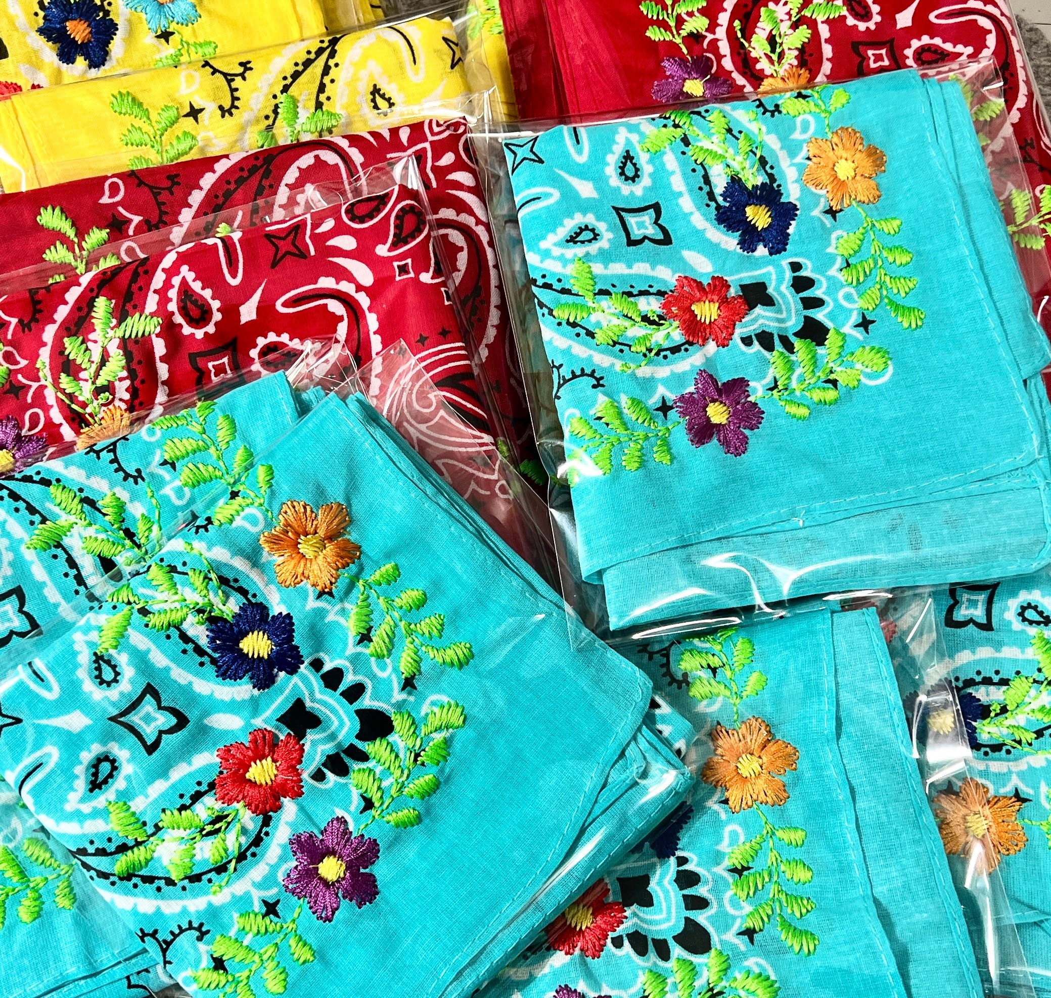 Embroidered Burnt Orange Bandana, Head Bandana, Neck Bandana, Scarf ...