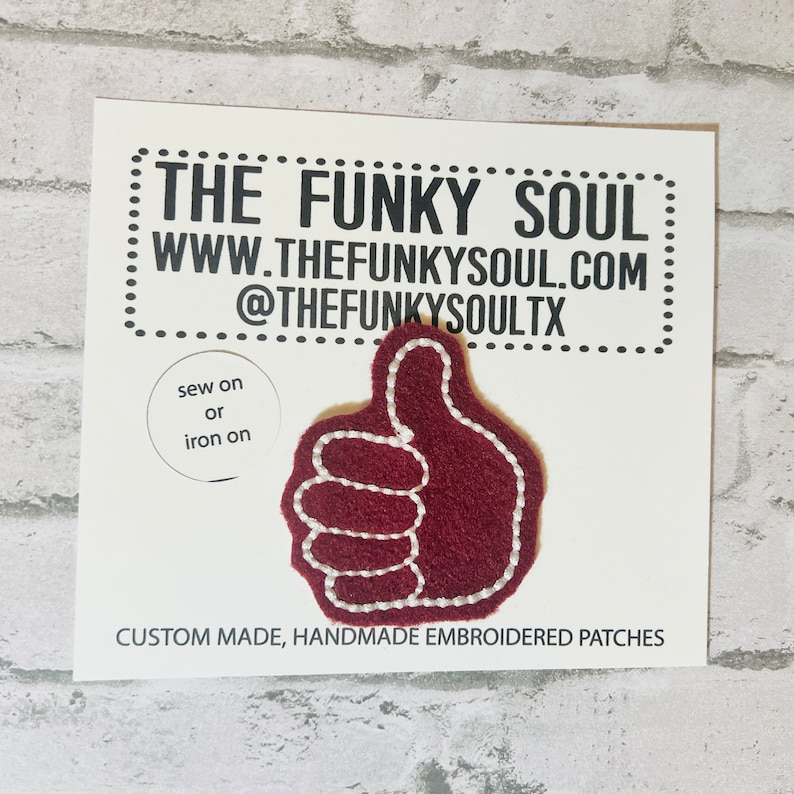 Thumbs up Embroidered Patch, Maroon and White Patch - Etsy