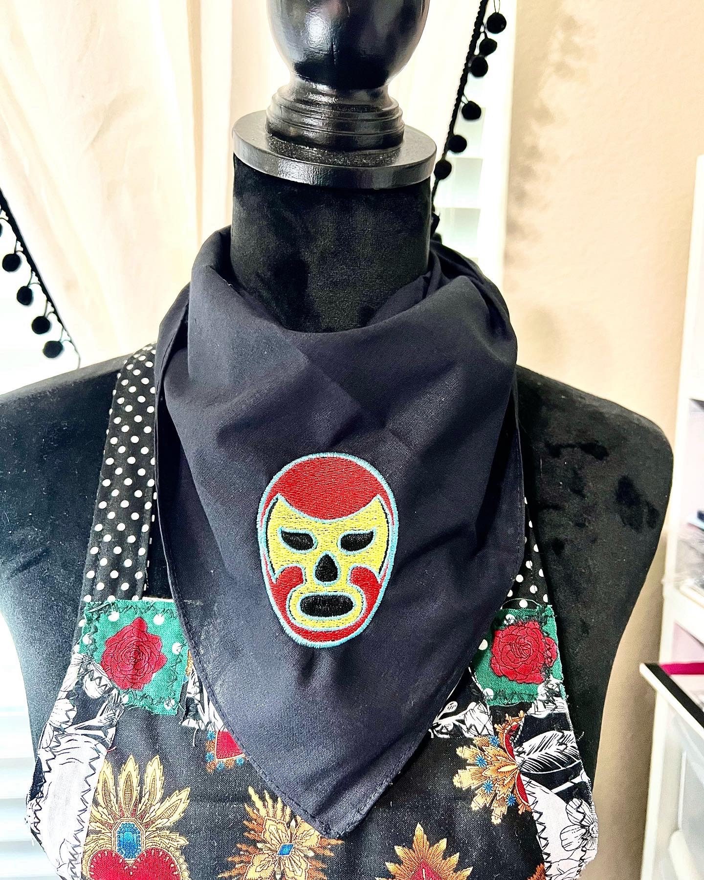 Luchador Embroidered Bandana, Head Bandana, Neck Bandana, Tote ...