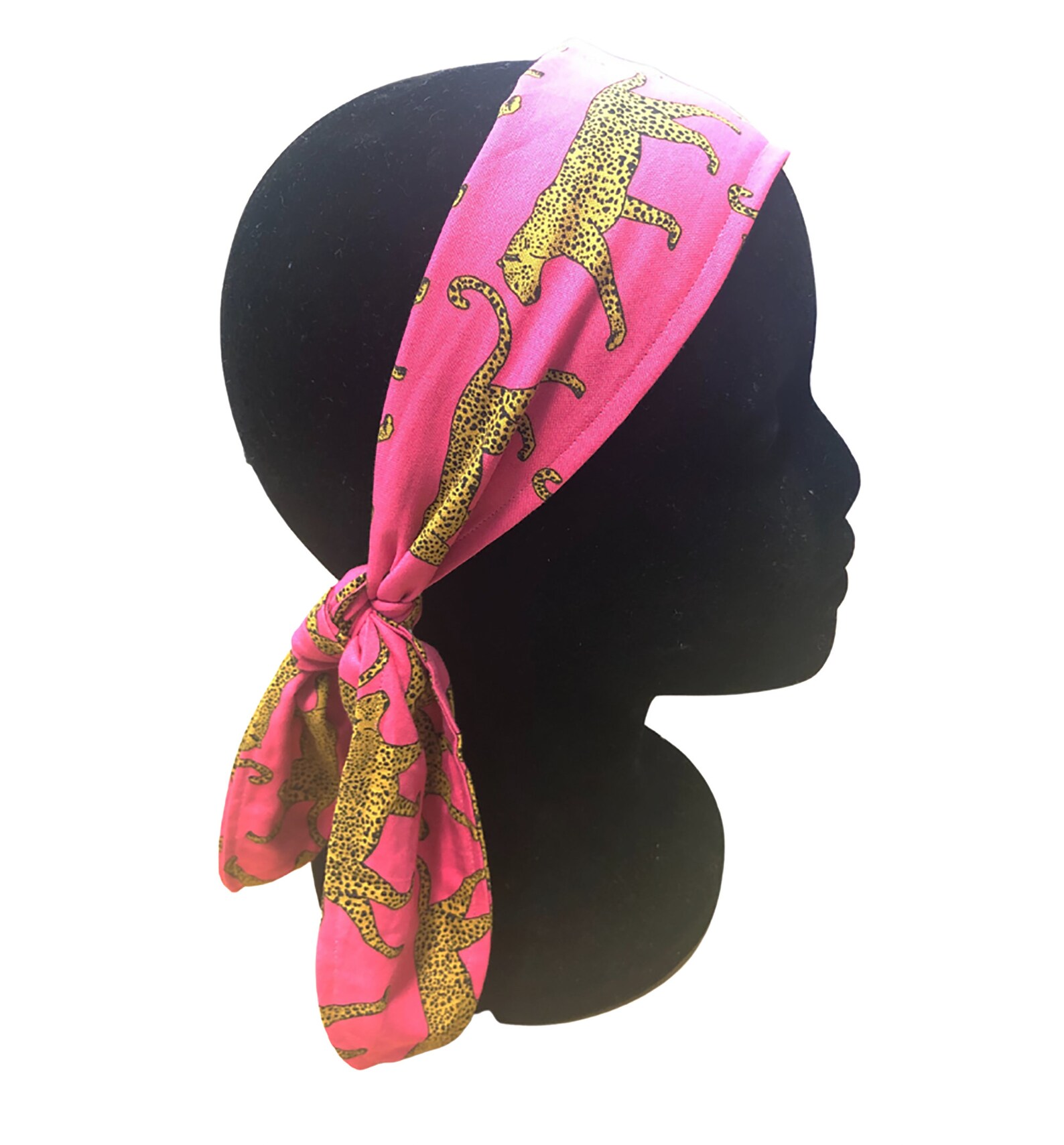 Pink Leopard Retro Bandana, Leopard Neck Scarf, Leopard Headband, Neck ...