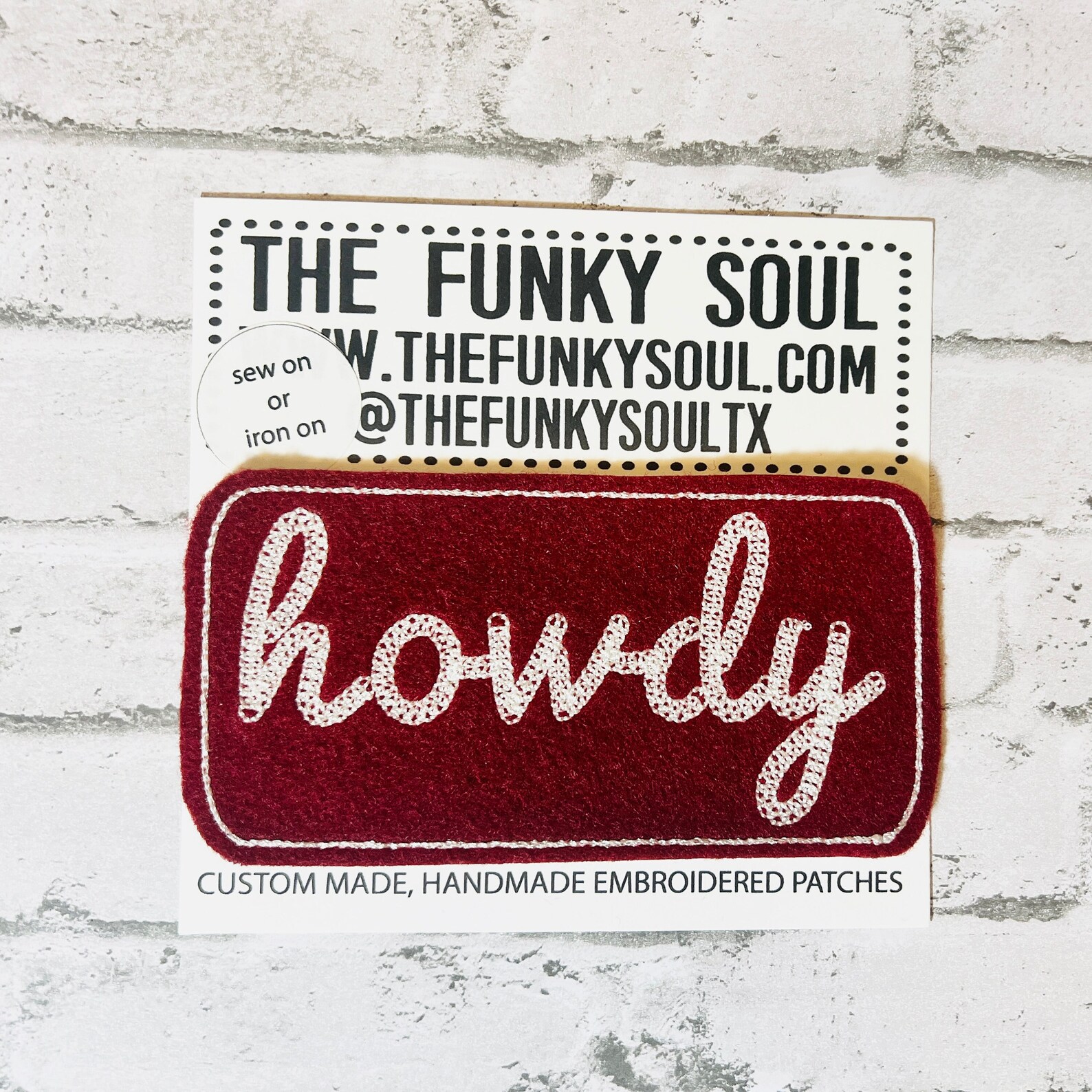 Howdy Embroidered Patch, Maroon and White - Etsy