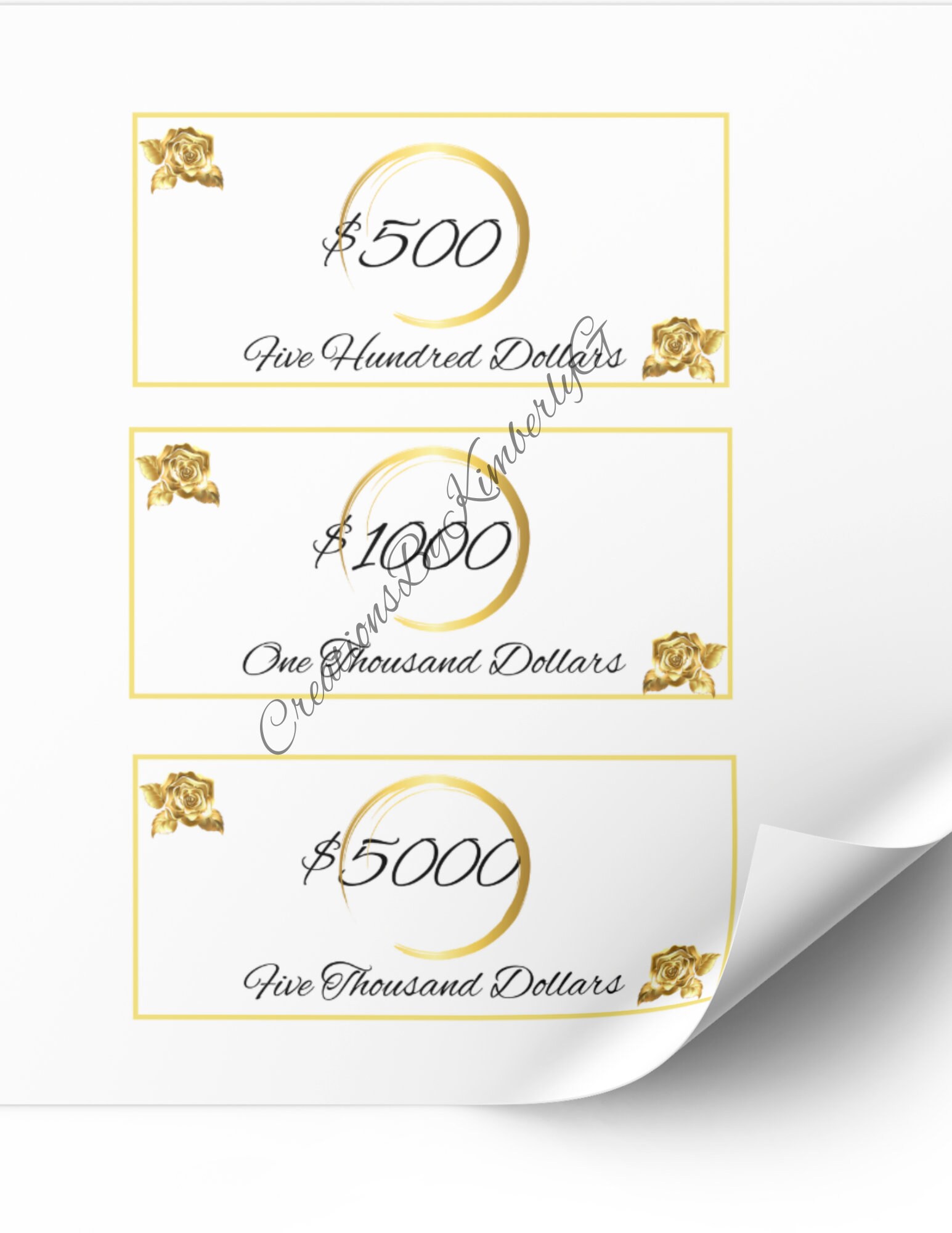 Printable Money Placeholders | Gold Money Placeholders for A6 Budget ...