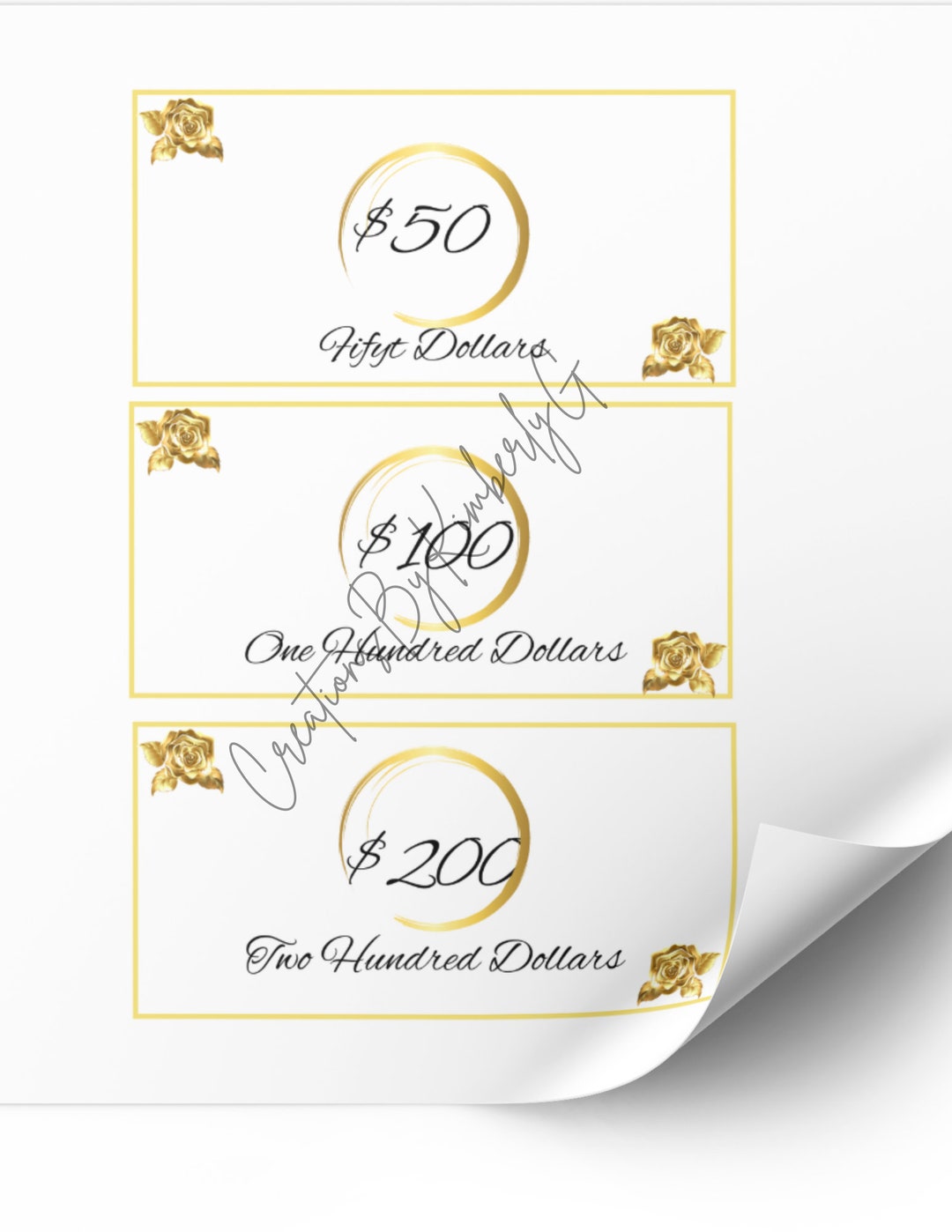 Printable Money Placeholders Gold Money Placeholders for A6 Budget ...