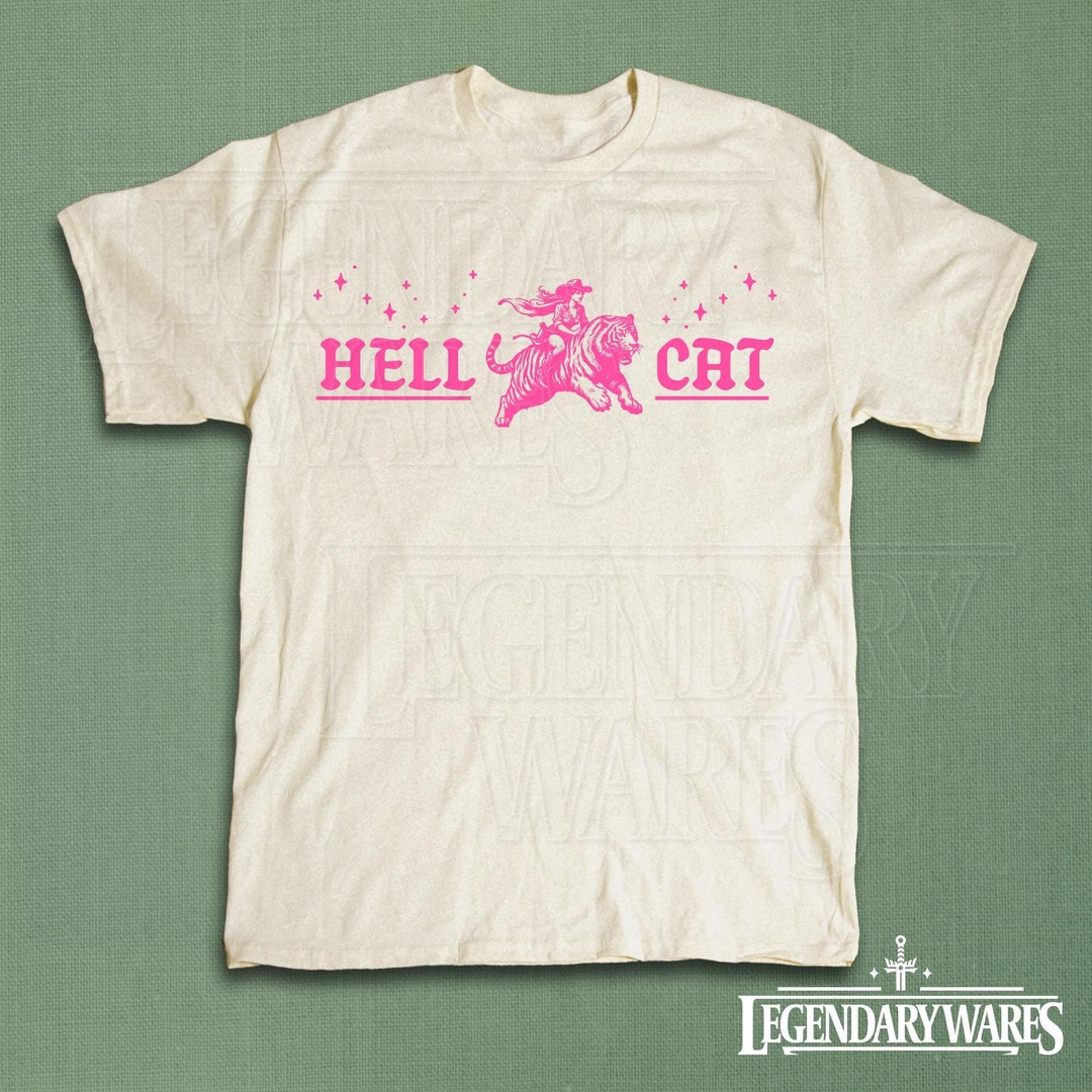 Retro Hellcat Cowgirl T-shirt - Vintage Pink Tiger Cowboy, Y2K Inspired ...