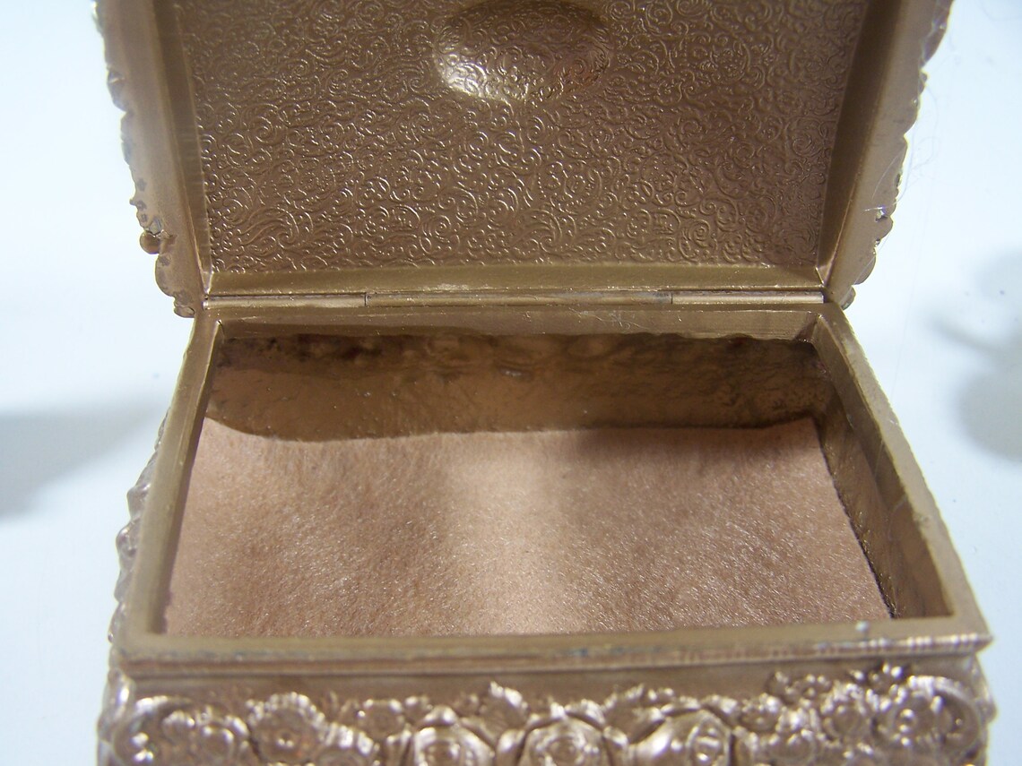 Trinket Box Gold Bejeweled Embossed 3.25L x 2.50W | Etsy