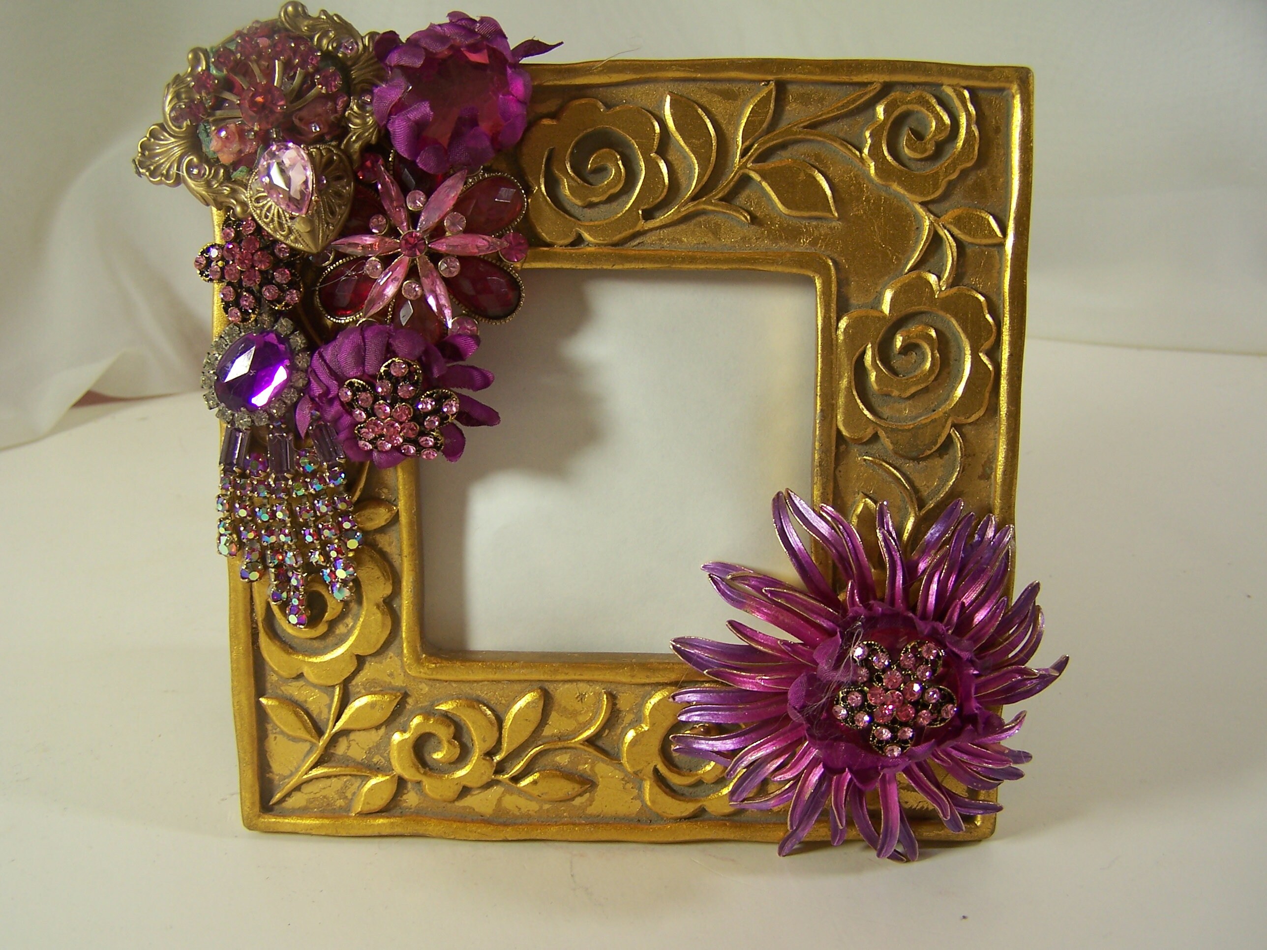 6l X 6w Gold Floral Embossed Frame Embellished - Etsy