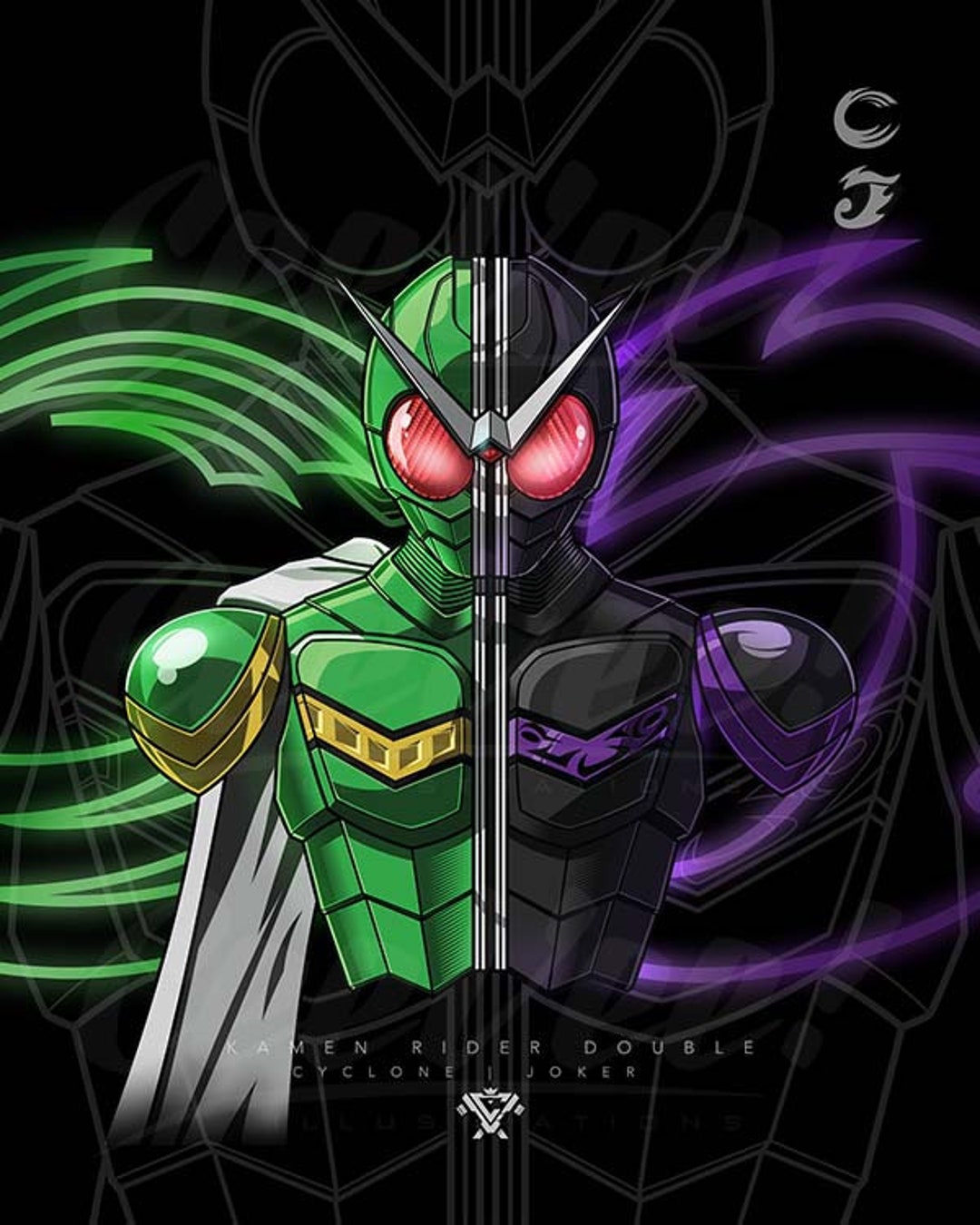 Kamen Rider W Cyclone Joker - 8"x10" Poster - Etsy