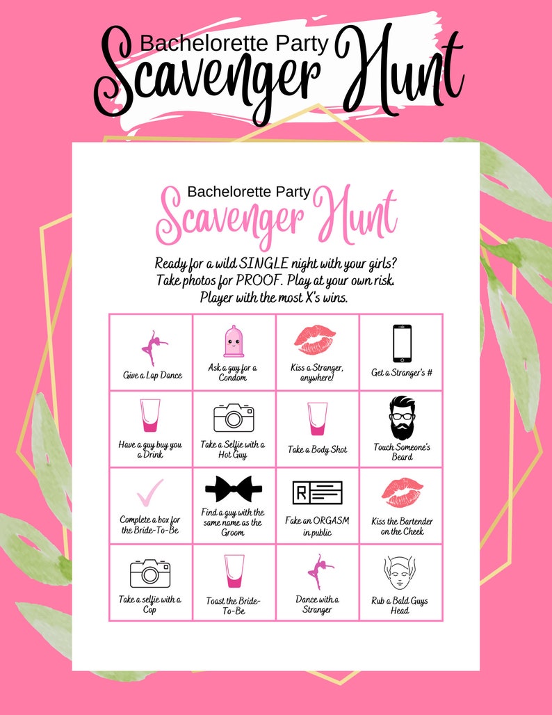 Bachelorette Party Scavenger Hunt Dirty Bachelorette Party - Etsy