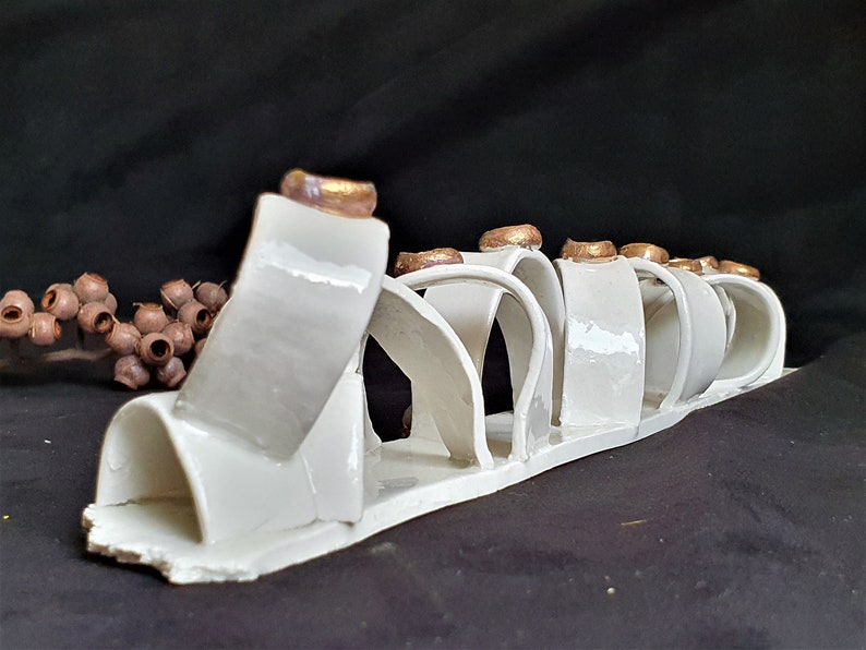 White Porcelain Hanukkah Menorah With Gold Decoration - Etsy