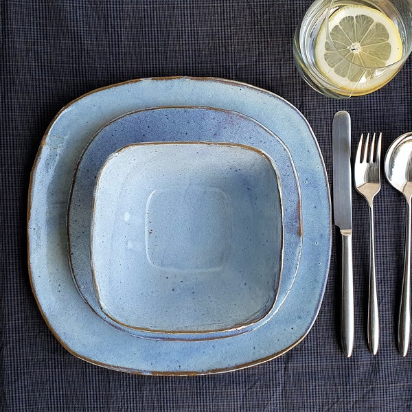 Blue and White Square Plates - Etsy