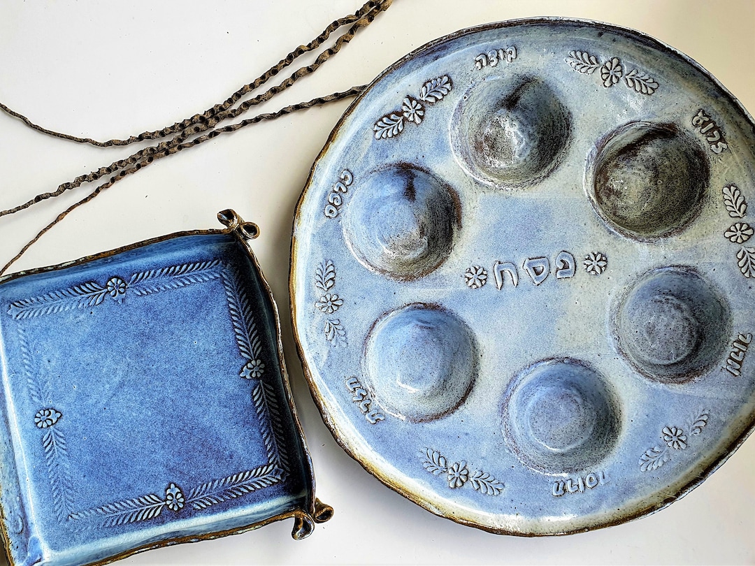 Passover Set Seder and Mazza Tray, Handmade Ceramic in Israel, Express ...