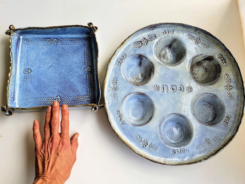 Passover Set Seder and Mazza Tray, Handmade Ceramic in Israel, Express ...