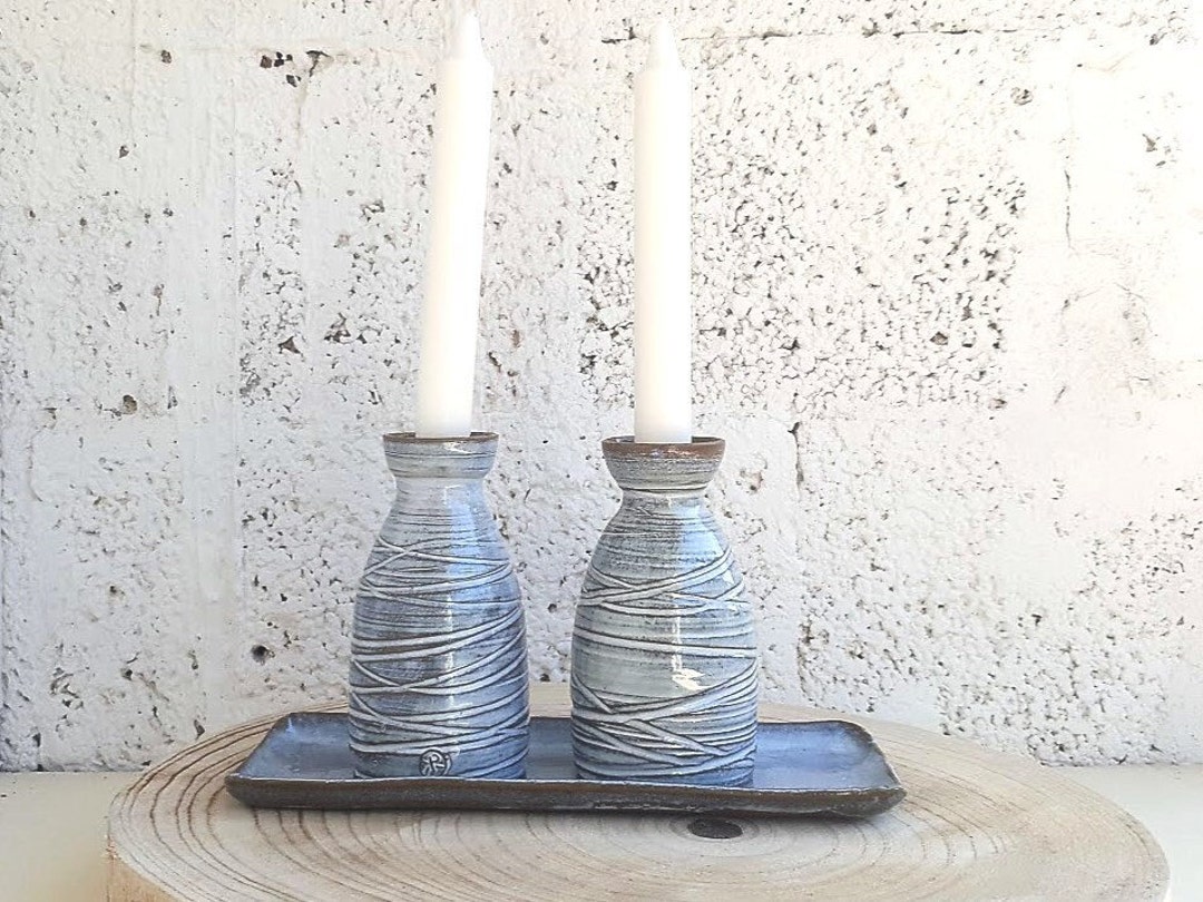 Shabbat Candle Holders Set Handmade Israel Ceramic 14.5 Cm/ 5.7 In - Etsy